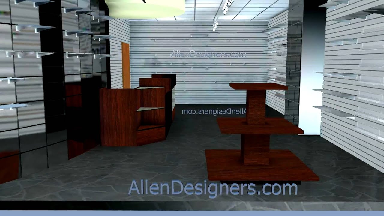 Mirrored Slatwall, Retail Display Counters and Glass Display Cases.avi ...