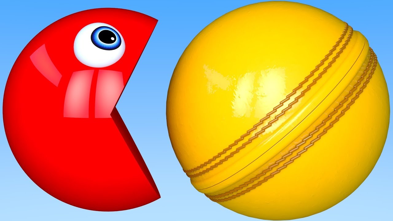 Learn Colors with PACMAN and 3D Donut Cricket Ball for Kid Children ...