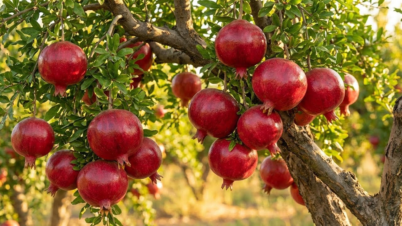 HOW GIANT RED POMEGRANATES ARE GROWN | Massive Pomegranate Orchard ...