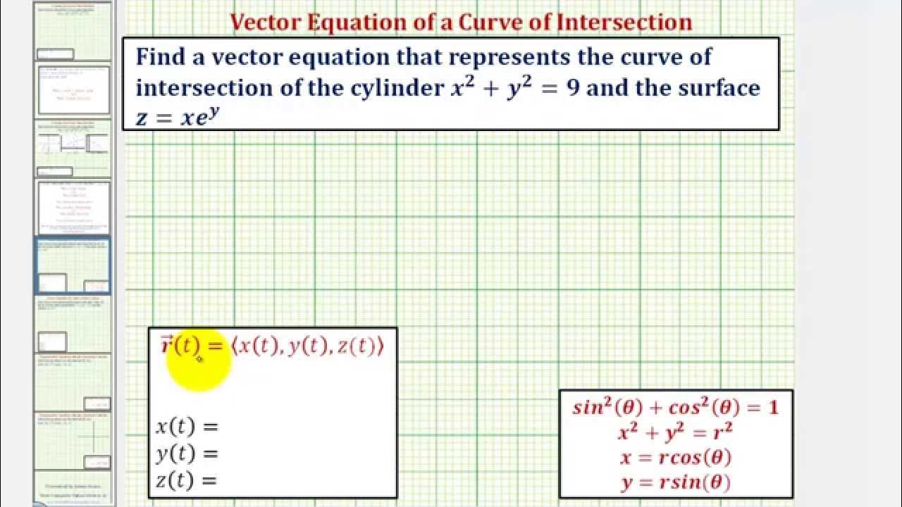 Ex 2: Vector Valued Function - Curve of Intersection - YouTube