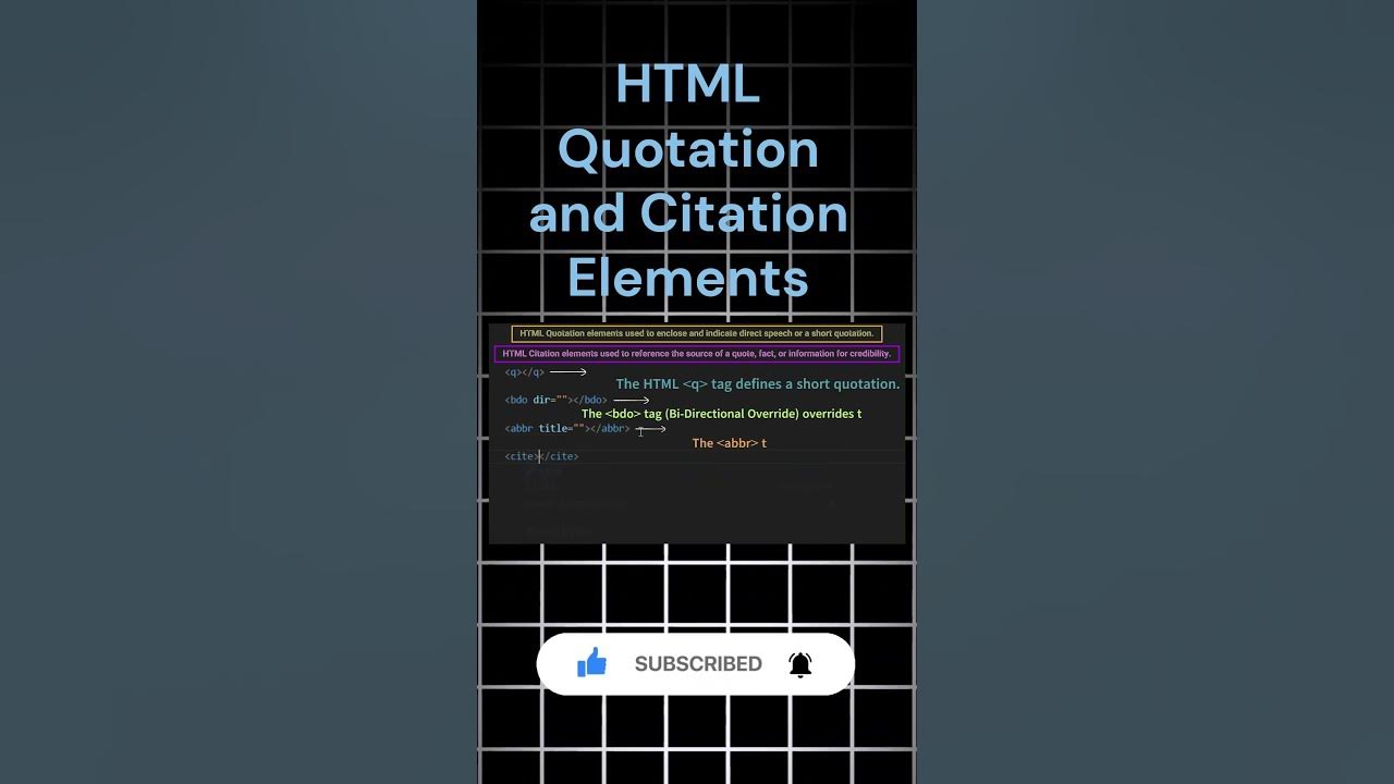 HTML Quotation and Citation Elements - I | Web Tech | #shorts # ...