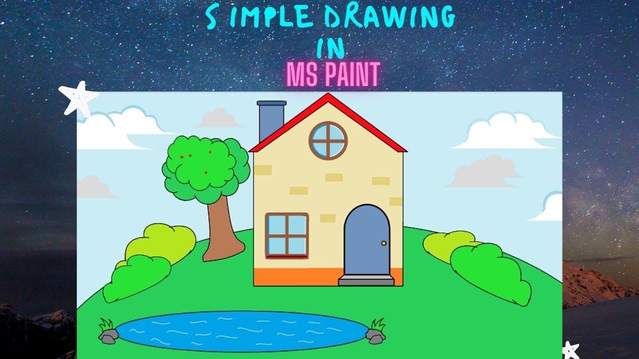Easy Scenery Drawing in MS Paint | MS Paint School Project - Grade 3 ...