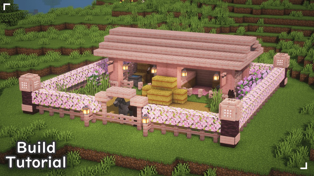 🌸 Cherry Blossom Horse Stables 🐴 | Minecraft Build Tutorial - YouTube