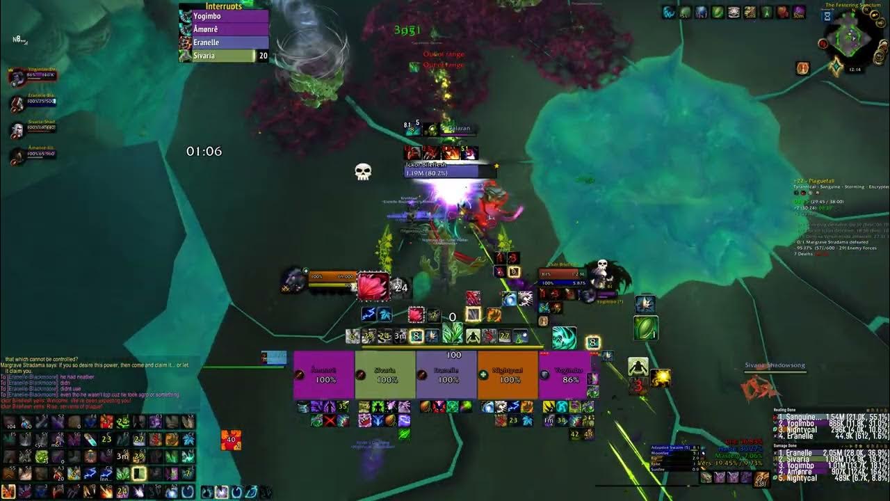 Plaguefall +22 - Tyrannical, no disease dispel pug group - Necro Resto Druid PoV - YouTube