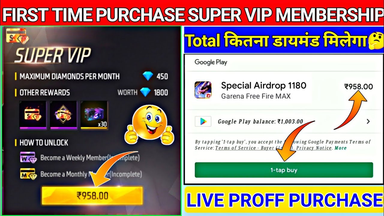 Super Vip Membership Free Fire Total Diamond | Super Vip Membership ...