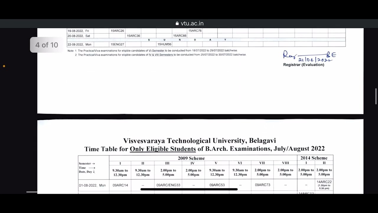 VTU UPDATE TODAY:21 june 2022 ( Time table out) - YouTube