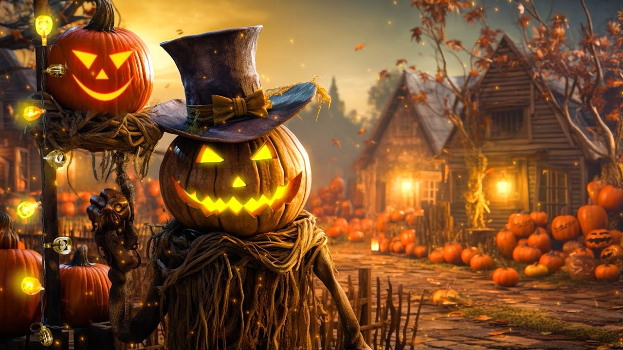 Halloween Ambience🎃Pumpkin Prince In The Autumn Village With Spooky ...
