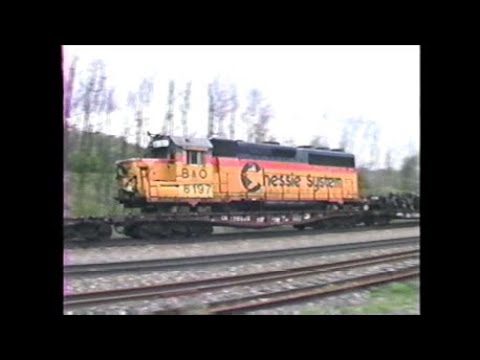 Wrecked Chessie B&O GP40 6197, on Conrail heavy duty flat car ...