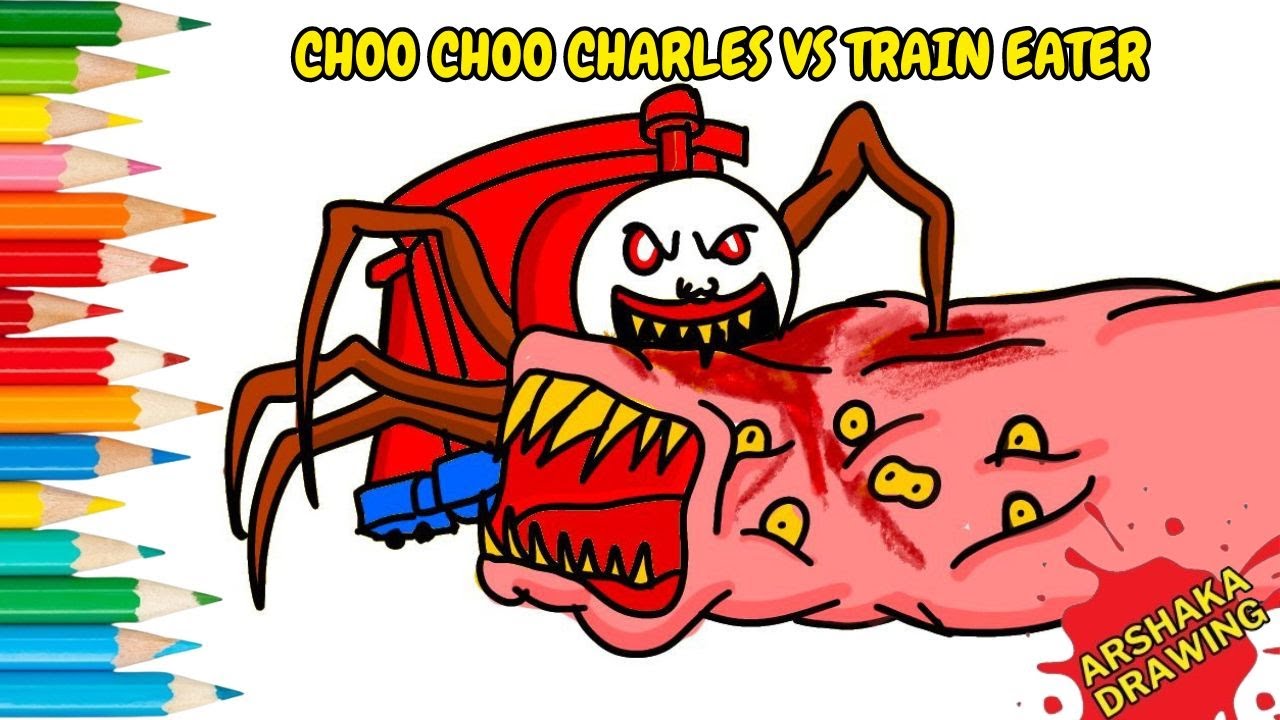 How to Draw Choo Choo Charles vs Train Eater Easy | Arshaka Drawing ...