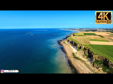 Cliffs of Cap Manvieux (Tracy-sur-Mer- France) - Drone footage Ultra HD 4K