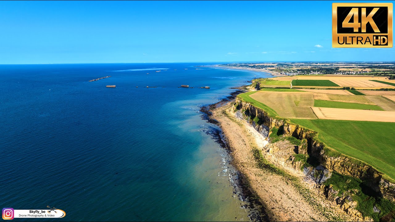 Cliffs of Cap Manvieux (Tracy-sur-Mer- France) - Drone footage Ultra HD ...