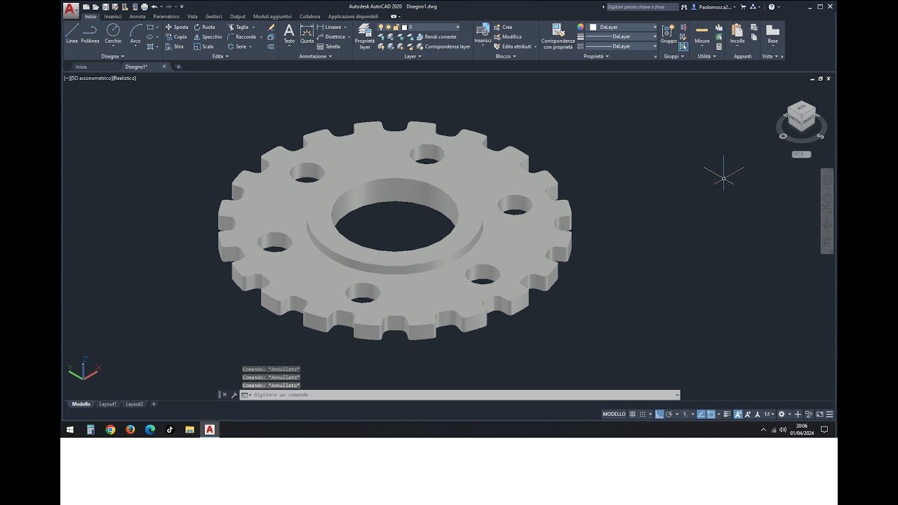 Realizzare un PEZZO MECCANICO 3D (Ruota dentata) su Autocad - Prof ...