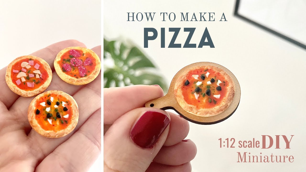 HOW TO make miniature PIZZA for dollhouse | DIY miniature | Polymer ...