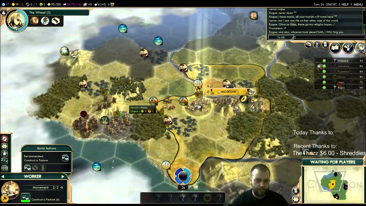 Civilization 5 Multiplayer 121: Russia [1/4] ( BNW 6 Player Free For ...