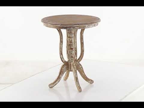 Distressed Finish Round Accent Table - YouTube