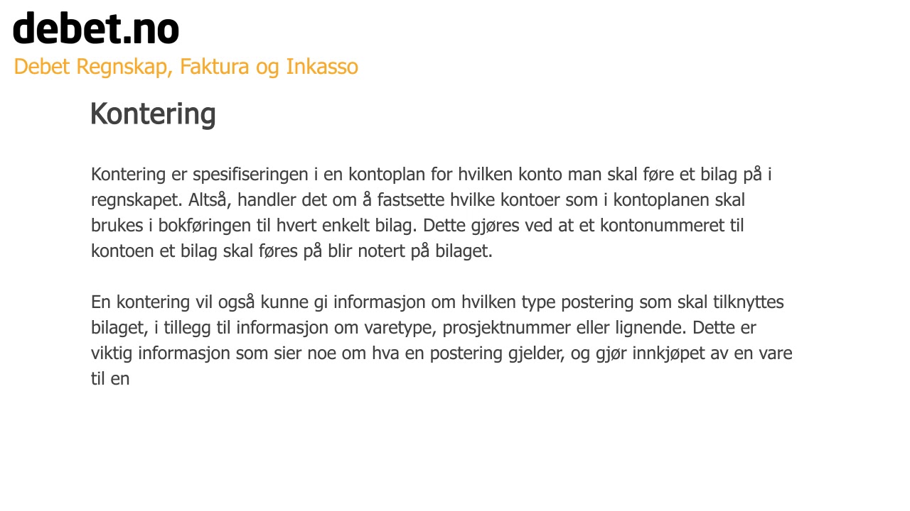 Kontering - Hva betyr kontering? - Debet Regnskap Ordbok - YouTube