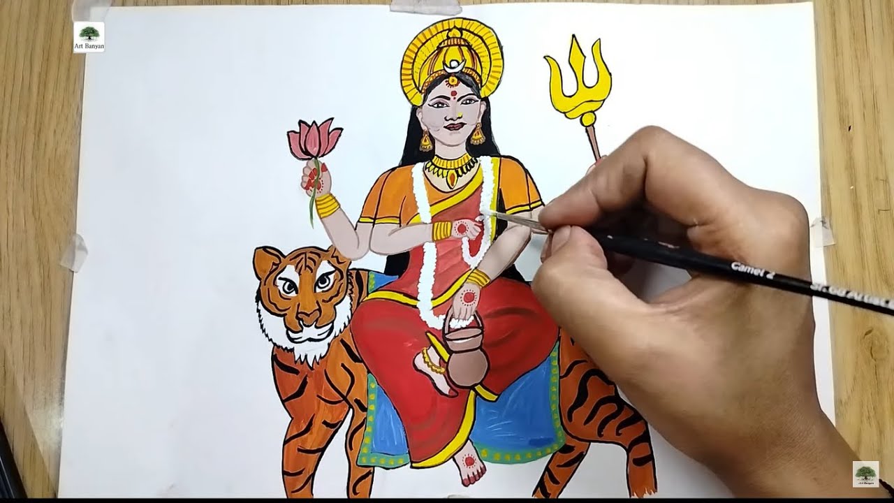 Beautiful Navratri special Durga maa drawing and painting | navratri ...