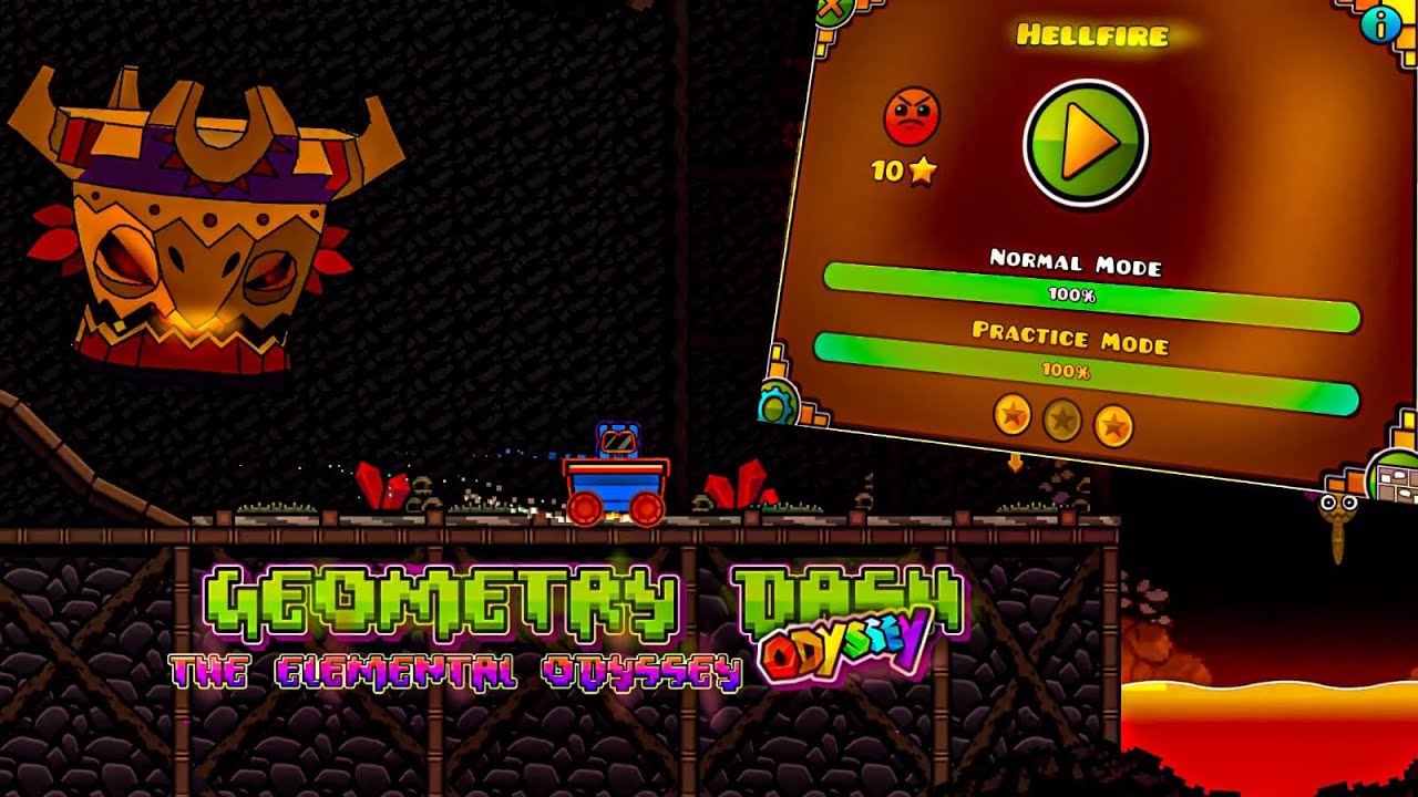 Geometry dash odyssey Hellfire gameplay the elemental odyssey - YouTube