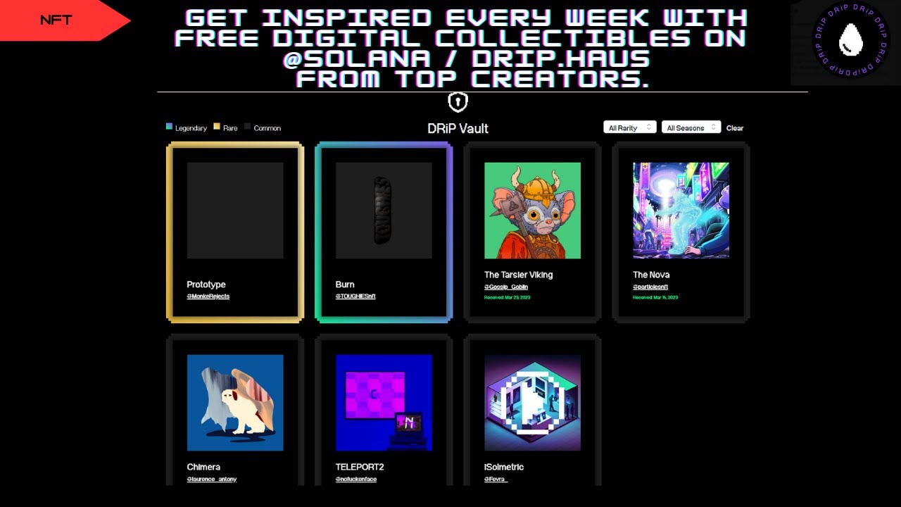 Get NFT every week with free digital collectibles on @Solana - drip ...