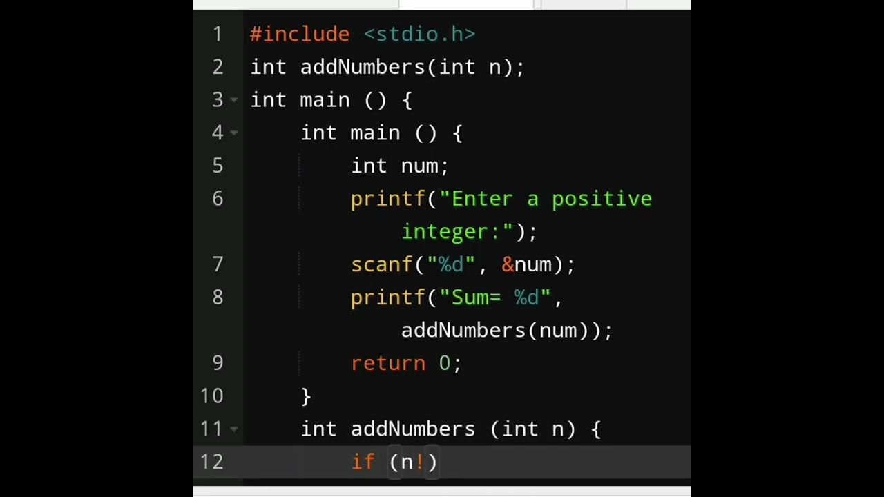C Program to Find the Sum of Natural Numbers using Recursion ⚡ #education #cprogramming #shorts ...