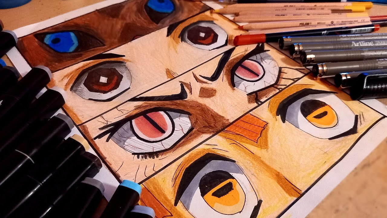 Drawing Inosuke, Tanjiro, Nezuko and Zenitsu eyes [Kimetsu No Yaiba ...