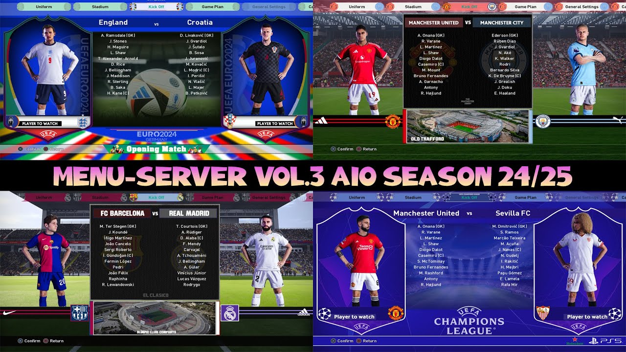 MENU-SERVER VOL.3 AIO SEASON 24/25 - PES 2021 & FOOTBALL LIFE - YouTube
