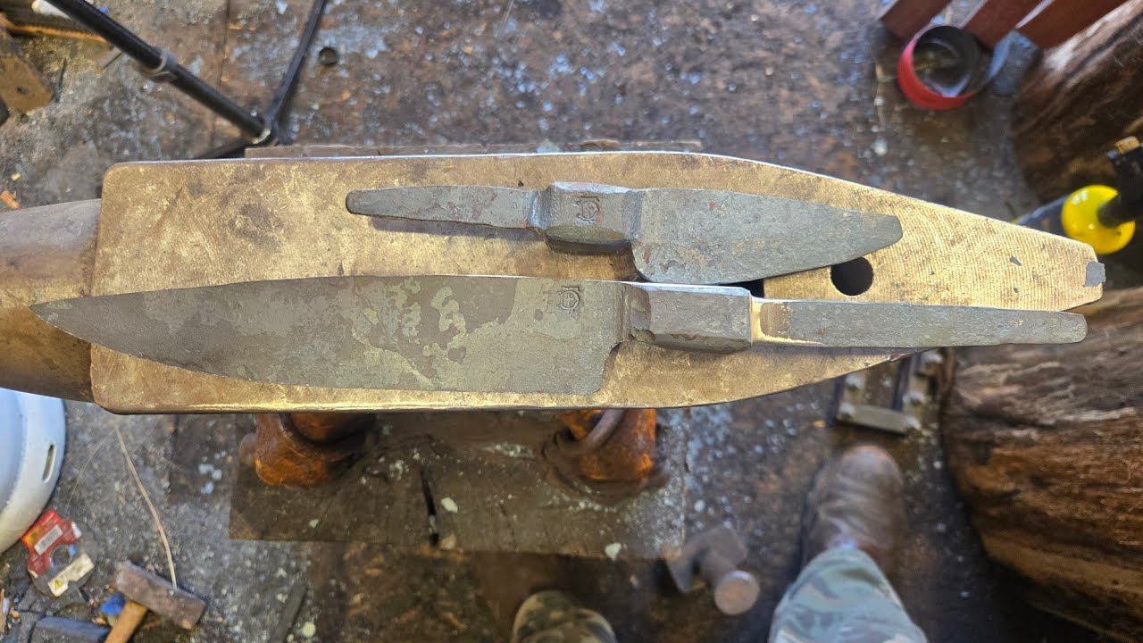 Forging 2 integral bolster knives. - YouTube