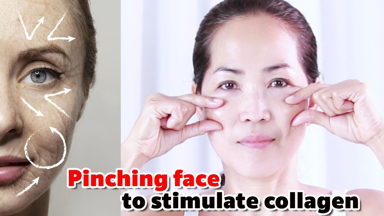 Pinching face to stimulate collagen without injections | No Talking ...