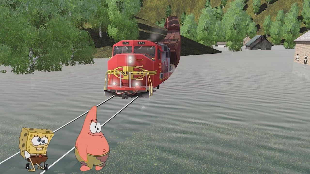The sinking city train there is Spongebob | Kereta api kota tenggelam ...