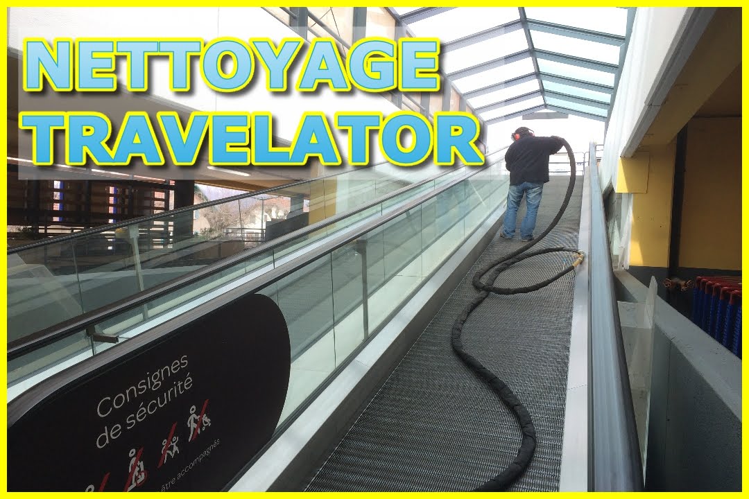 Comment nettoyer un travelator ou un escalator ? - YouTube
