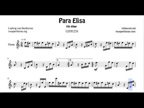 Fur Elise Full Sheet Music for Flute Para Elisa by Beethoven A minor ...