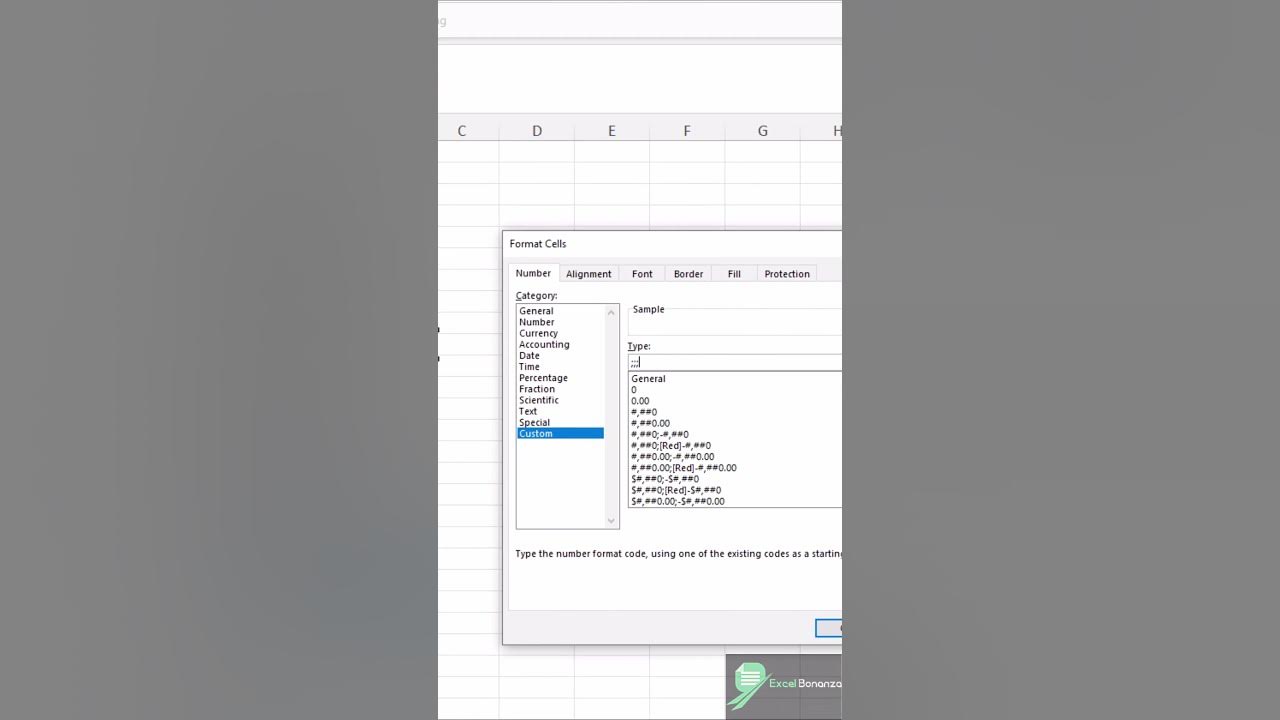 Hiding numbers using custom number formatting - YouTube