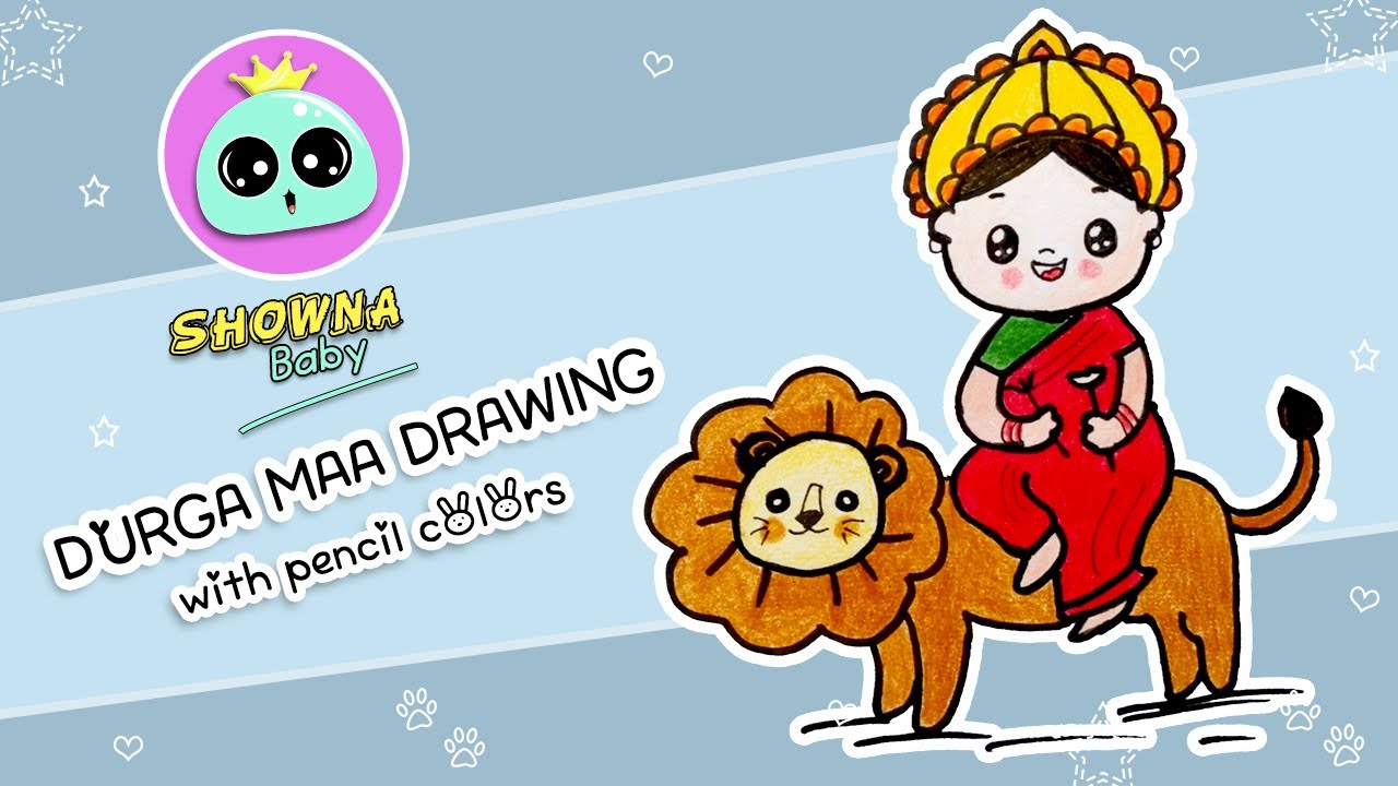 Durga Maa drawing for kids | Goddess Durga | - YouTube