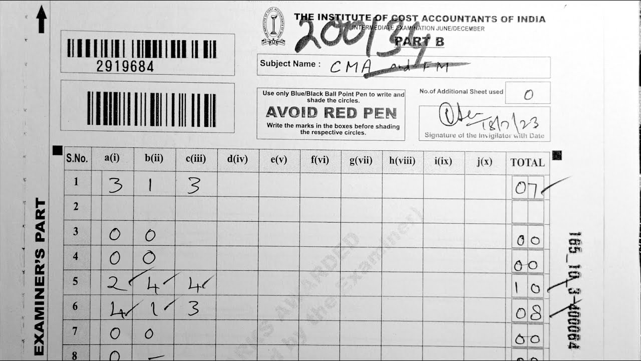Certified Copies of Answer Sheet | Cost & FM | CMA INTER | June'23 Term ...