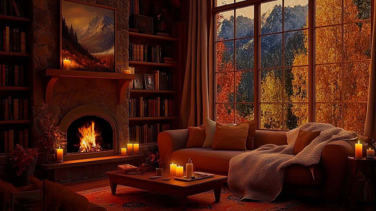 Calming Fireplace, Soft Rain & Peaceful Relaxing | Perfect Ambience for ...