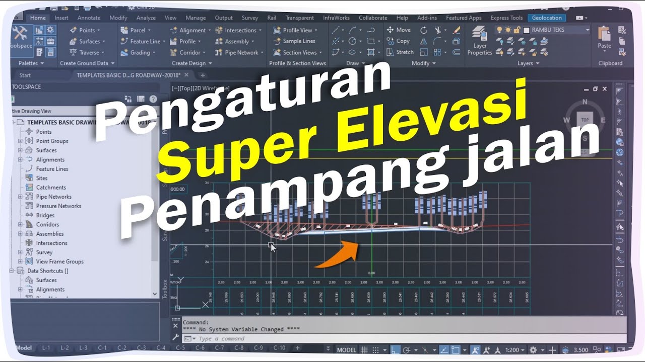 Pengaturan super elevasi assembly agar penampang jalan jadi miring di ...