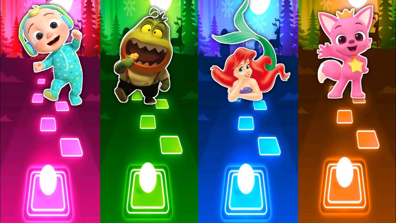 Cocomelon vs The Bad Guy vs The Little Mermaid vs Pinkfong - Tiles Hop ...