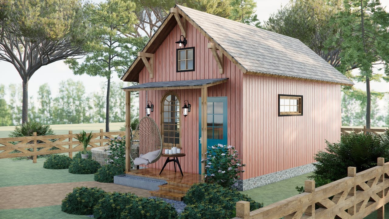 Tiny House Design (4x7 Meters) with Loft & 2 Bedrooms - Cozy Side Porch ...
