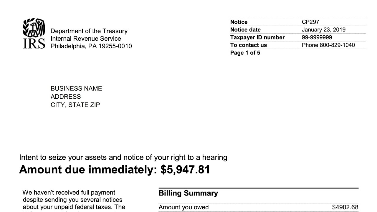 How to Understand your CP297 Notice (Intent to seize assets and notice ...