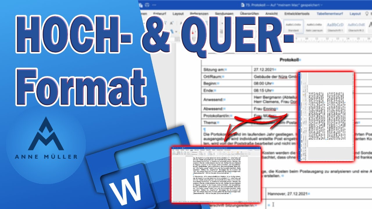 Hochformat und Querformat im mehrseitigen Dokument - YouTube