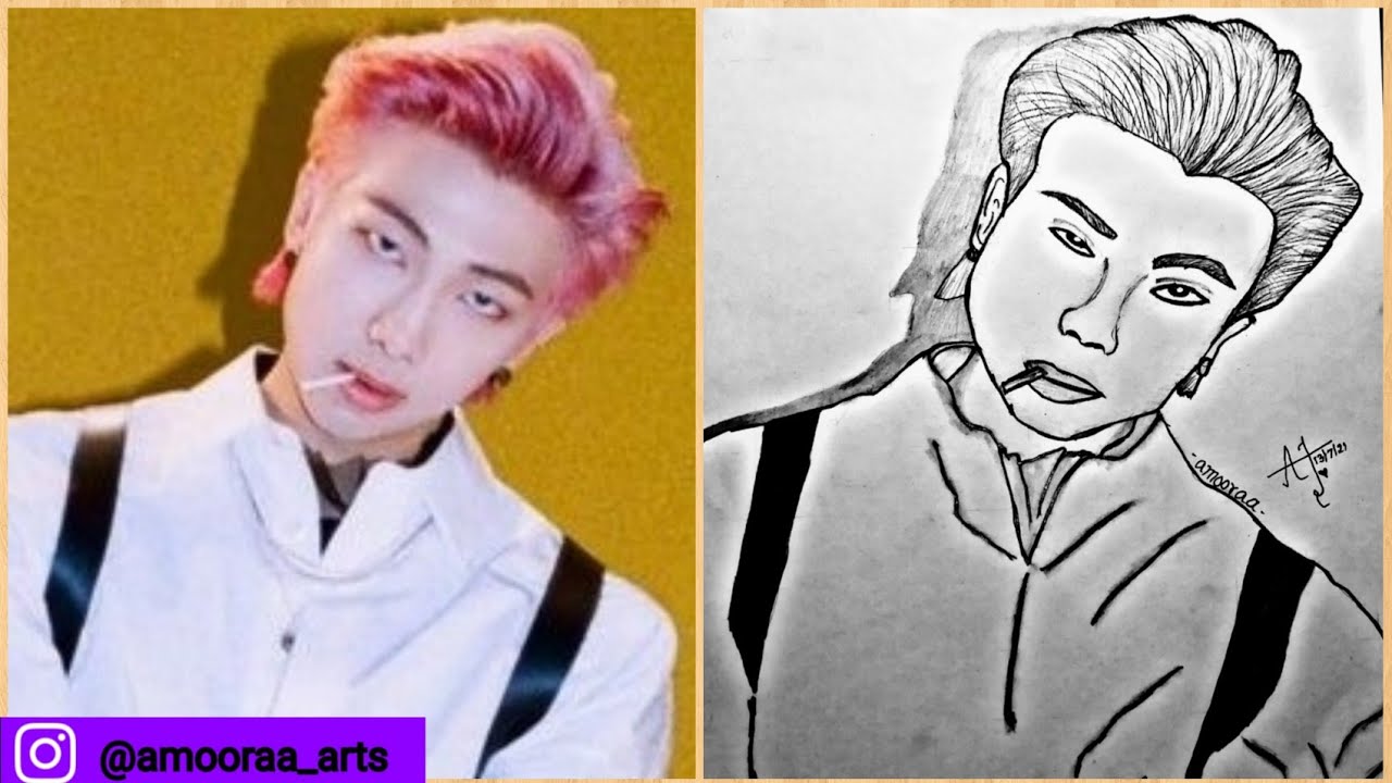 BTS Kim Namjoon drawing from Butter MV || RM sketch Step by step - YouTube