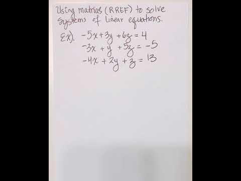 Solving linear systems using RREF example 1 - YouTube