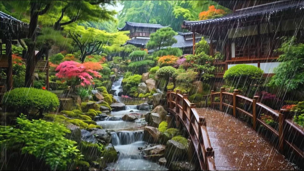 Cozy Rain In Japanese Zen Garden Will Help You Reduces Stress & Sleep ...