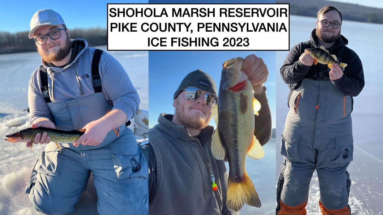 SHOHOLA MARSH RESERVOIR 2023 ICE FISHING (**FISH CAUGHT**) - YouTube