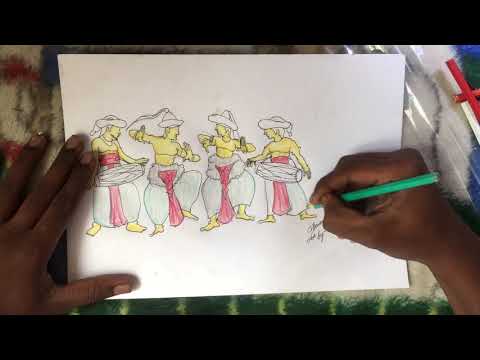 beautifull drawing perahara dancer - YouTube