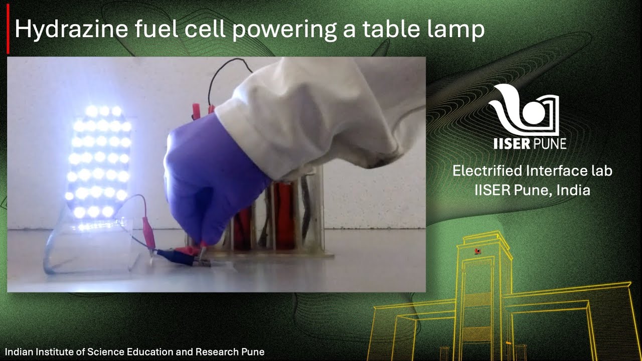 Hydrazine fuel cell powering a table lamp | IISER Pune ...