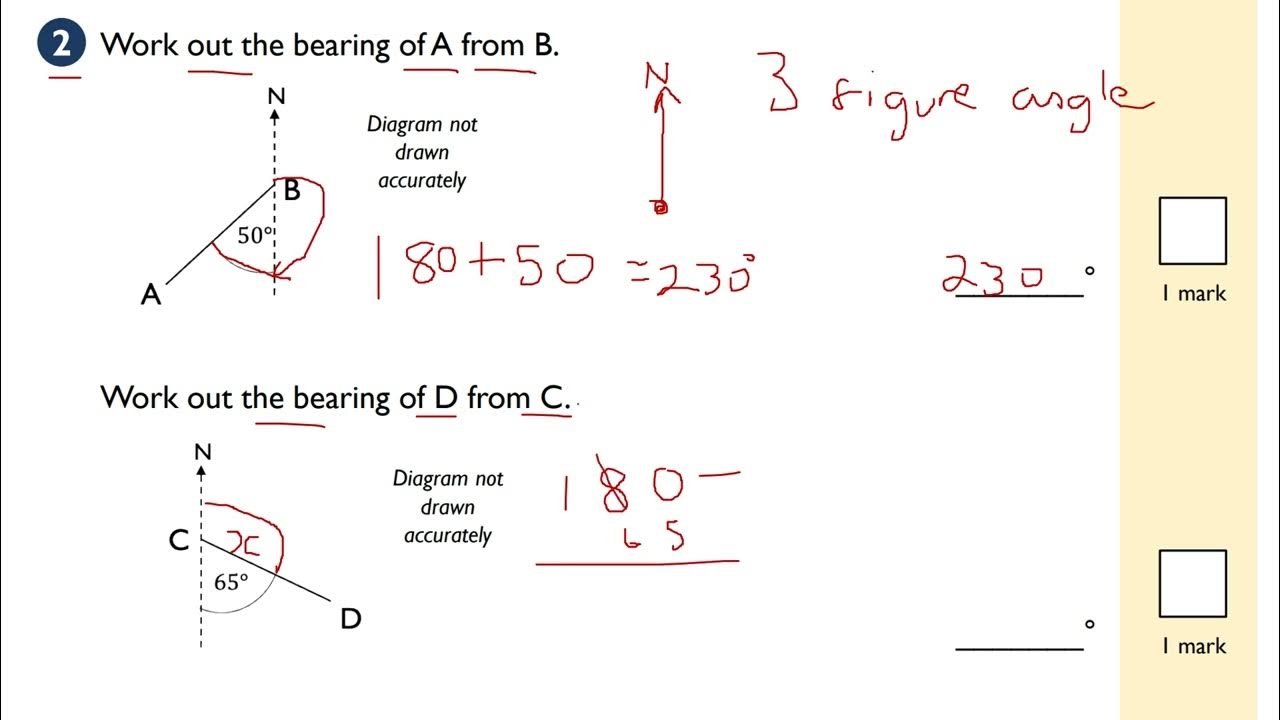 Bearings KS3 Maths GCSE 9-1 Maths Higher and Foundation Maths Grade 4/5 ...