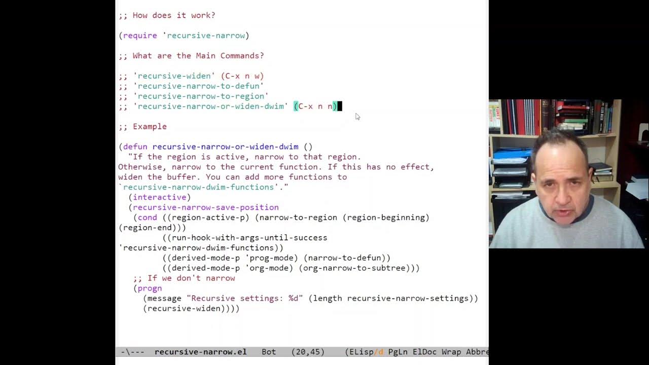 The Emacs recursive narrow package #coding #programming - YouTube