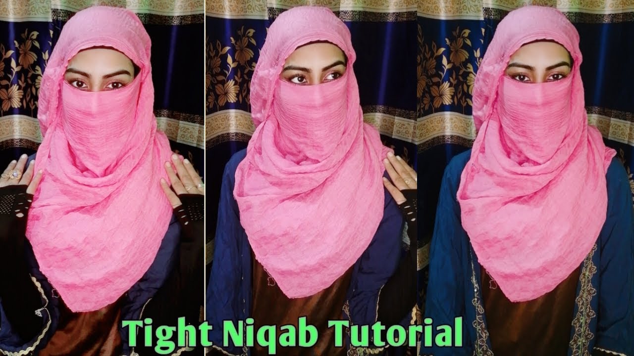 Tight Niqab Tutorial With Crinkle Hijab ( Full Coverage ) - YouTube