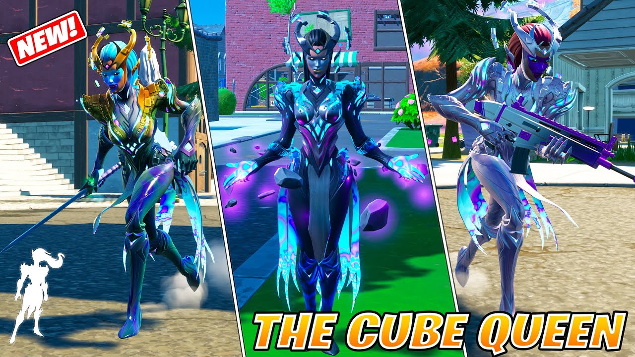 *NEW* Fortnite The Cube Queen Skin(All Three Styles) Gameplay - YouTube
